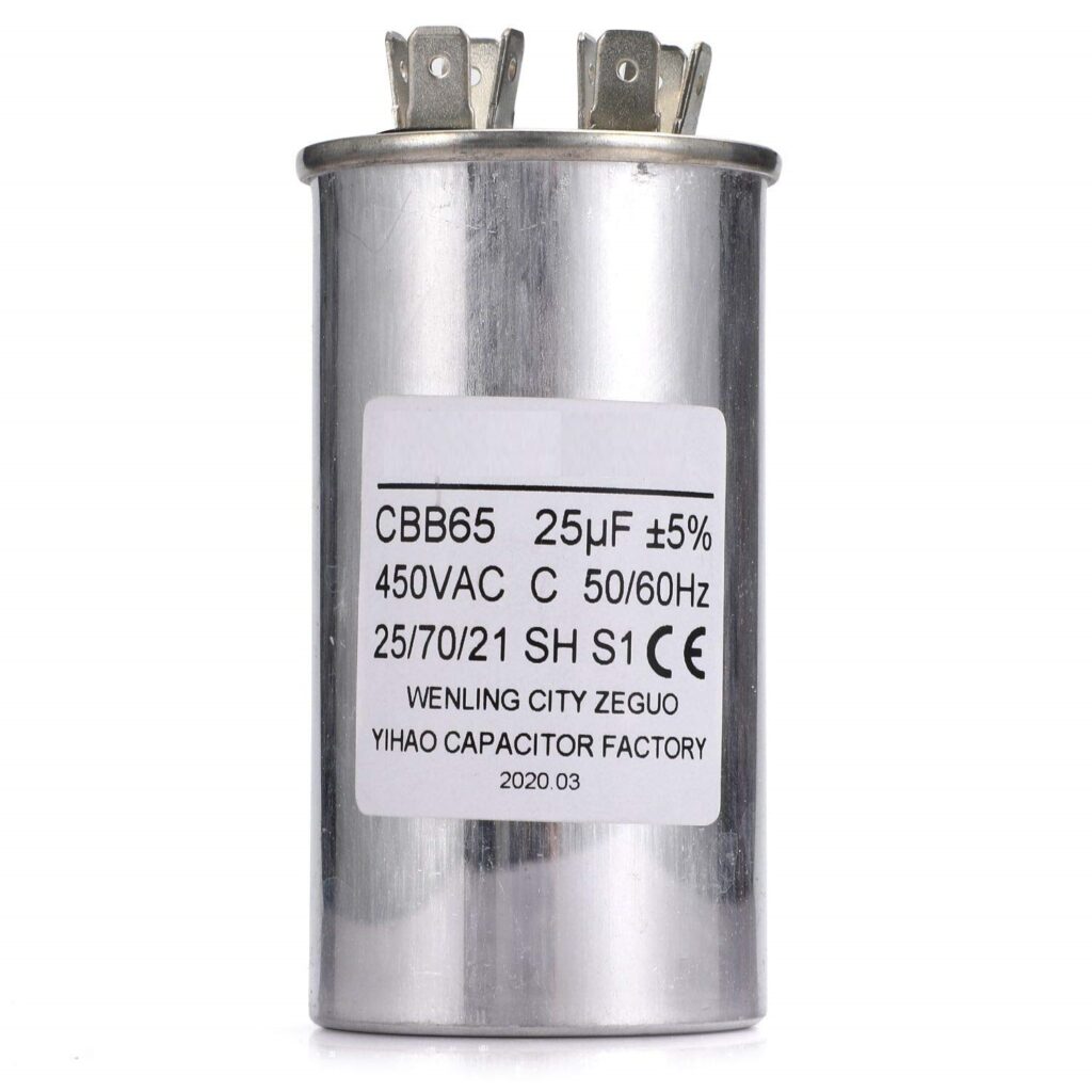 25+5 MFD uF 37V Air Conditioner Capacitor Silver 3inch